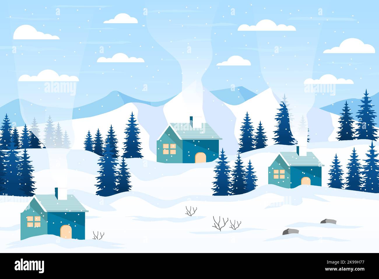 Sunny winter landscape frozen Stock Vector Images - Alamy