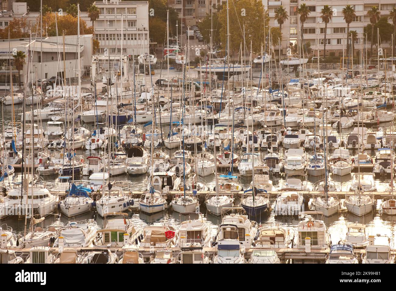 Toulon port city on southern France’s Mediterranean coast, busy marina ...