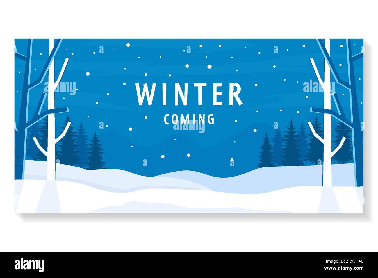 winter landscape horizontal banner background illustration Stock Vector ...