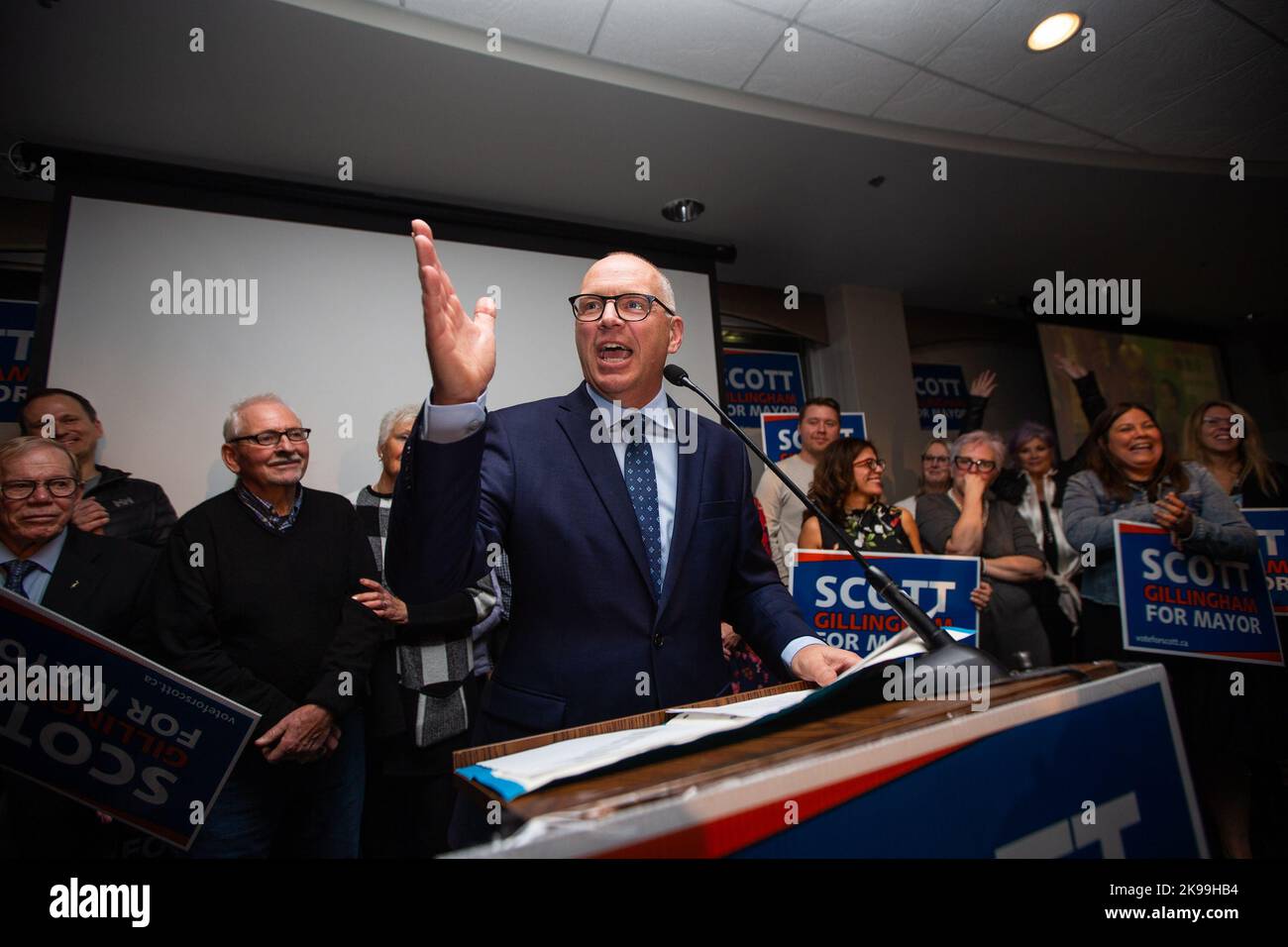Scott Gillingham delivers his victory speech after being declared the ...