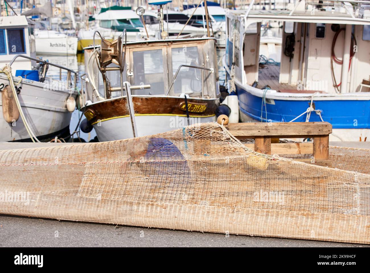 Toulon port city on southern France’s Mediterranean coast, busy marina ...
