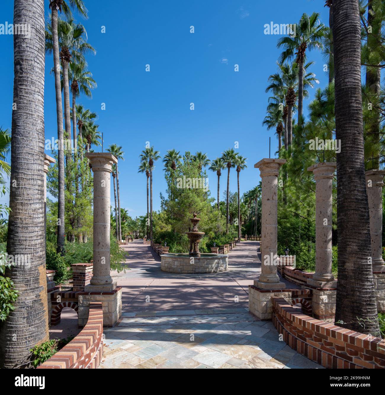 The gardens at St Anthony's Greek Orthodox Monastery in Arizona Stock ...