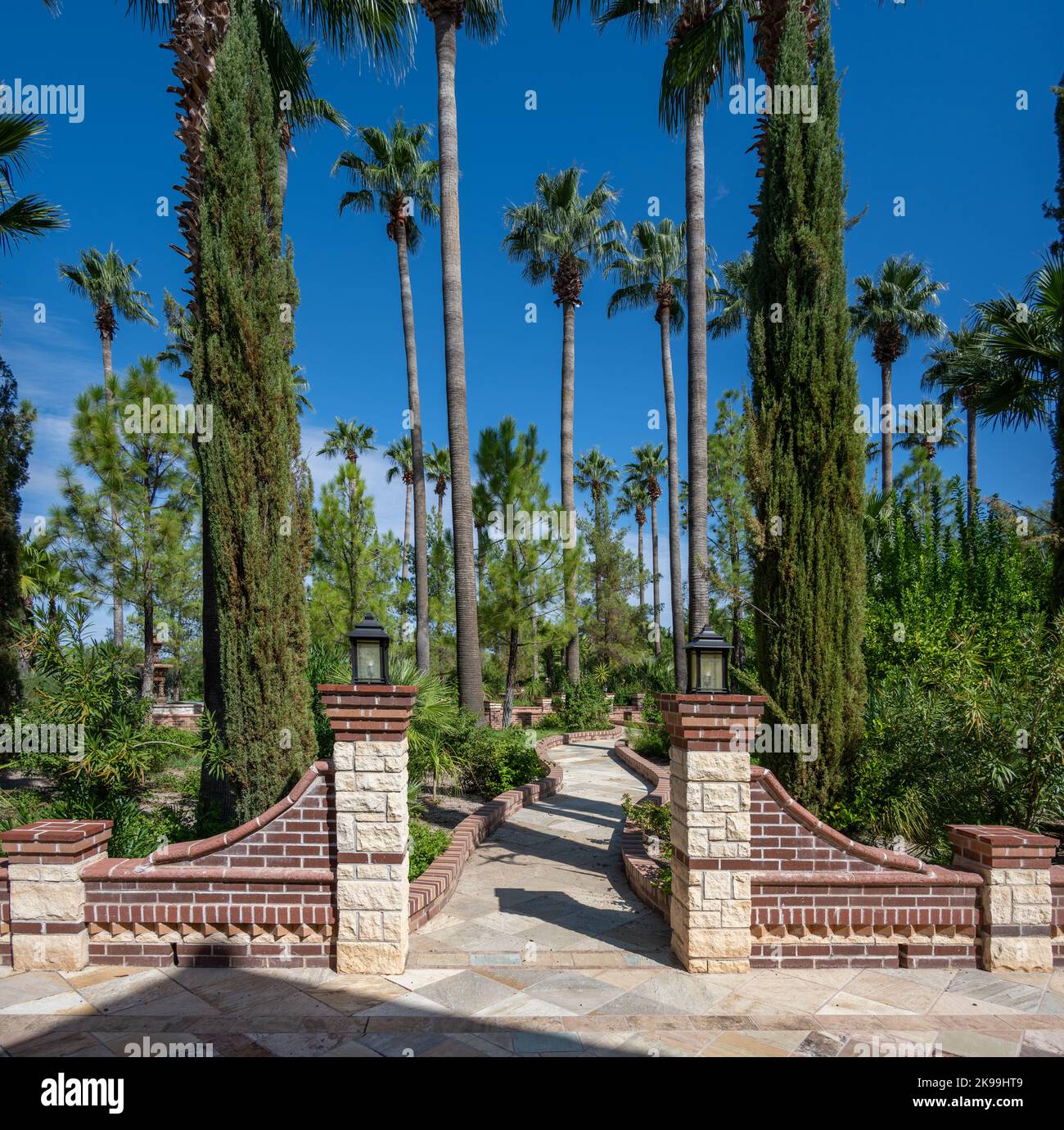 The gardens at St Anthony's Greek Orthodox Monastery in Arizona Stock ...