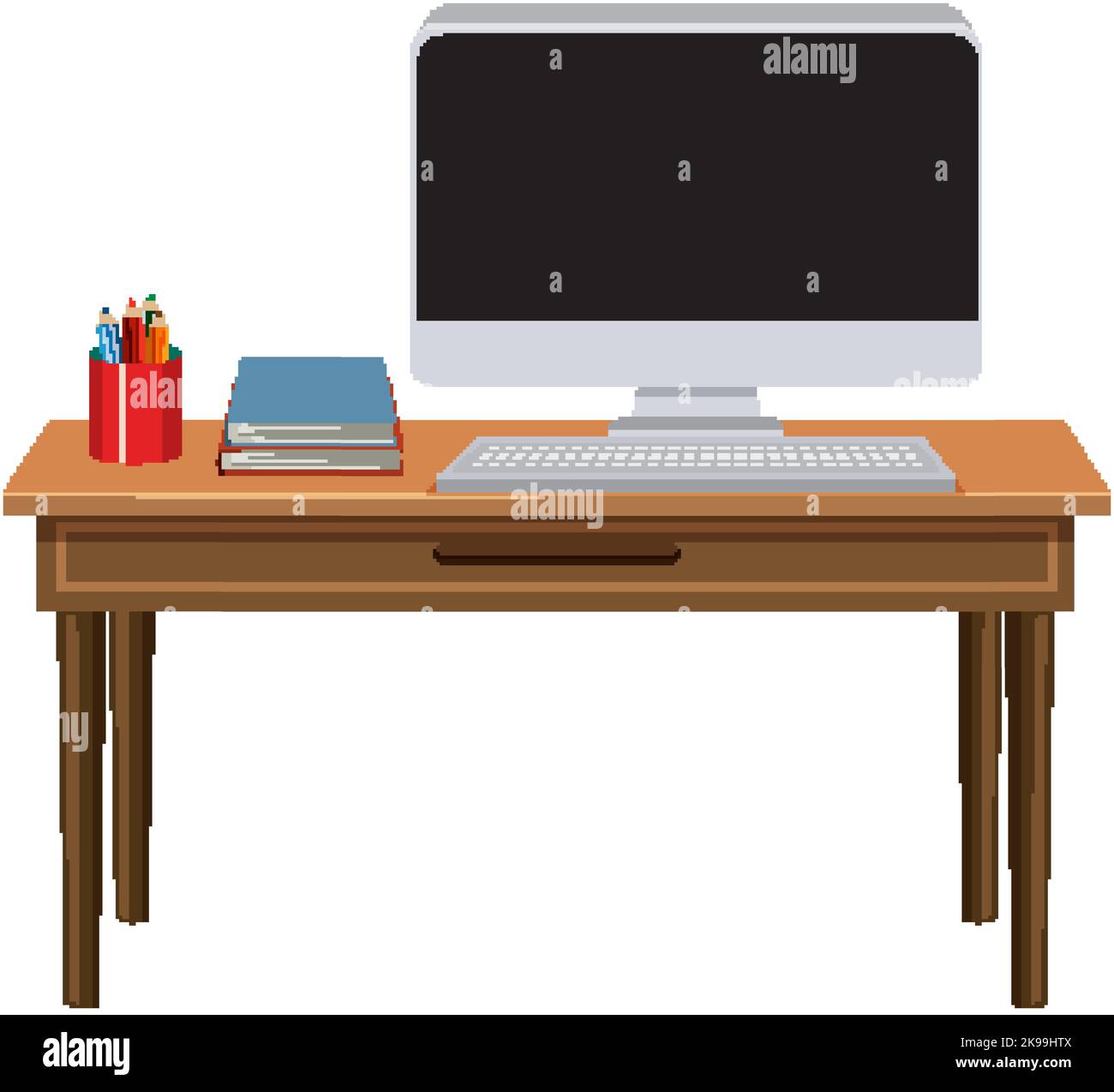 Computer and stationary objects on the desk illustration Stock Vector ...