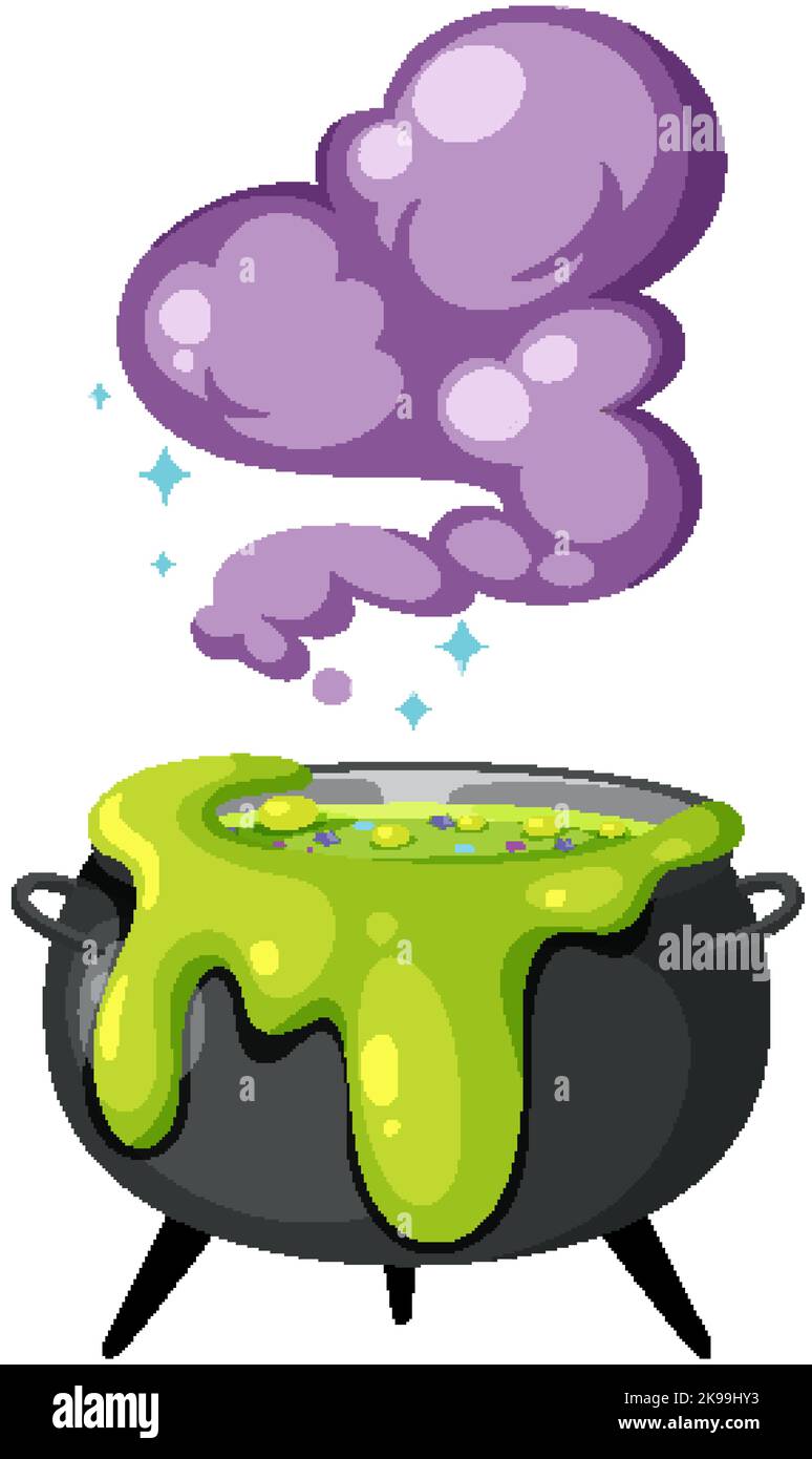 Witch magic potion pot on white background illustration Stock Vector ...