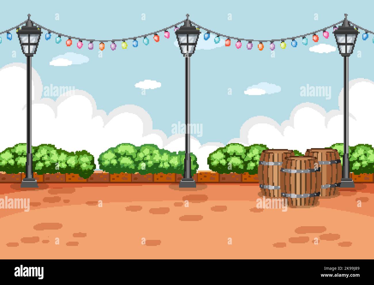 Outdoor street scene with lamp posts illustration Stock Vector Image ...