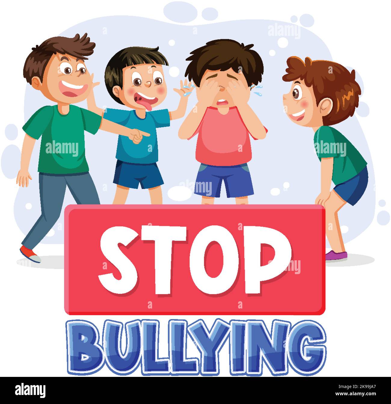Stop Bullying text with cartoon character illustration Stock Vector ...