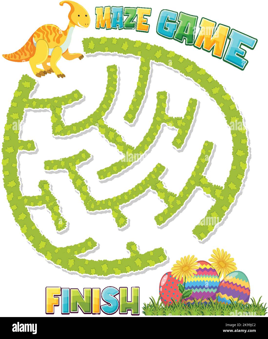 Maze game template in dinosaur theme for kids illustration Stock Vector ...