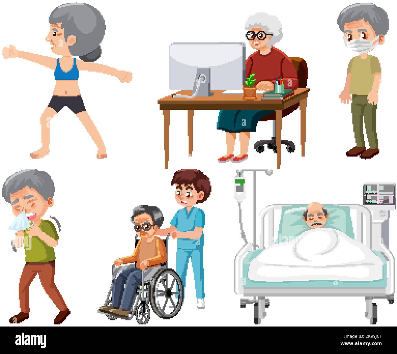Collection of elderly people icons illustration Stock Vector Image ...