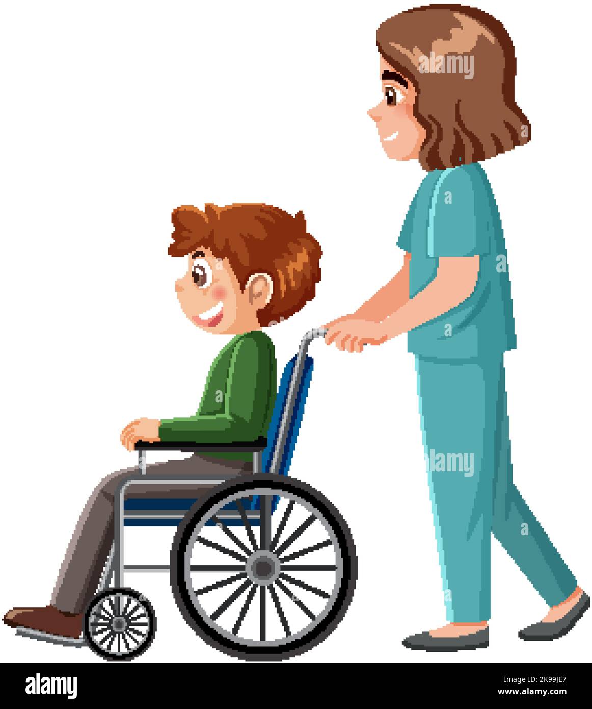 Nurse with patient cartoon character illustration Stock Vector Image ...