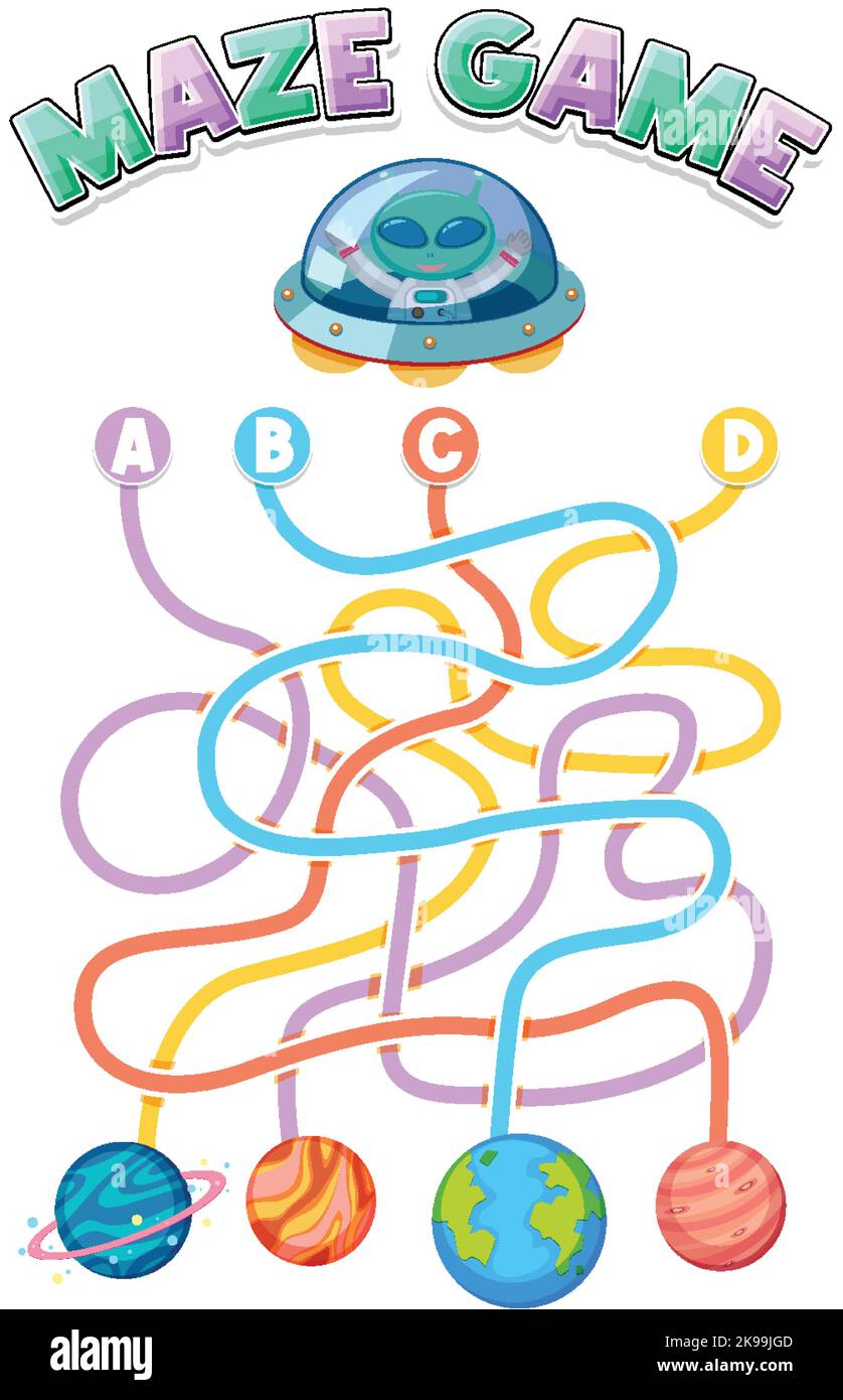 Maze game template for kids illustration Stock Vector Image & Art - Alamy