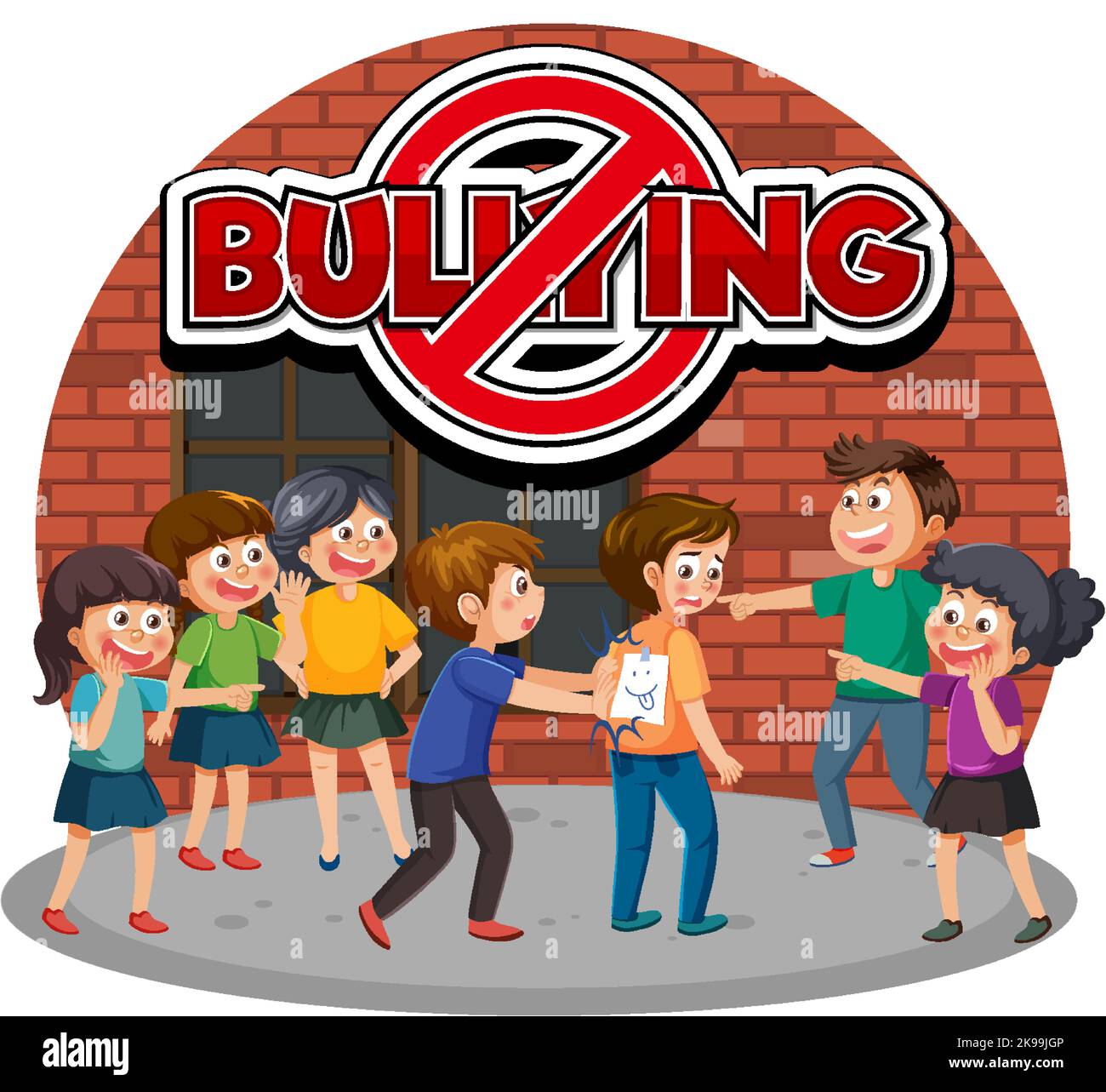 Stop Bullying text with cartoon character illustration Stock Vector ...