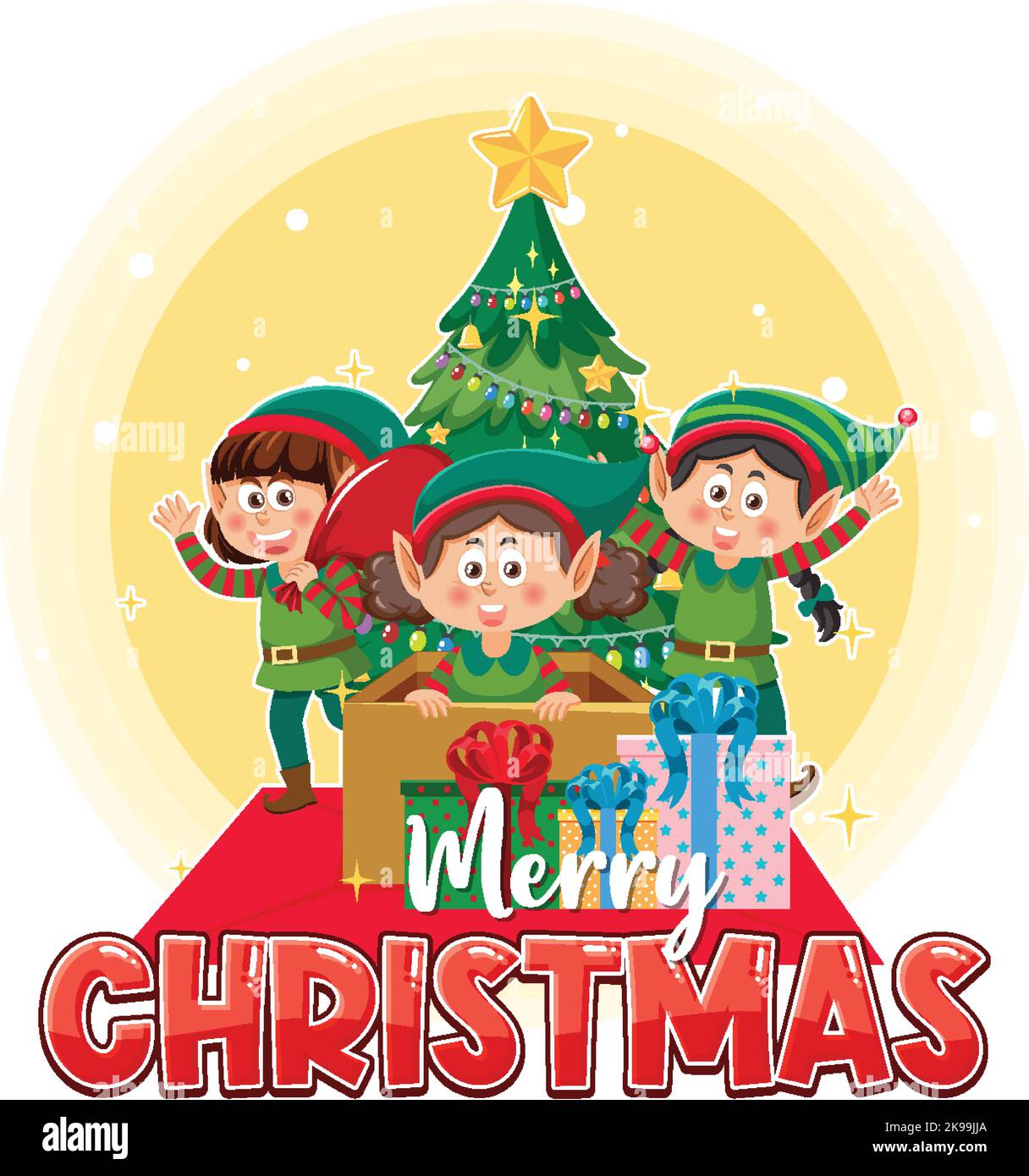 Cartoon illustration words merry christmas Stock Vector Images - Alamy