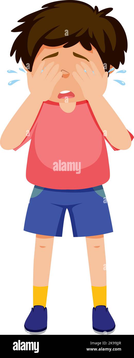 A boy standing with crying expression illustration Stock Vector Image ...