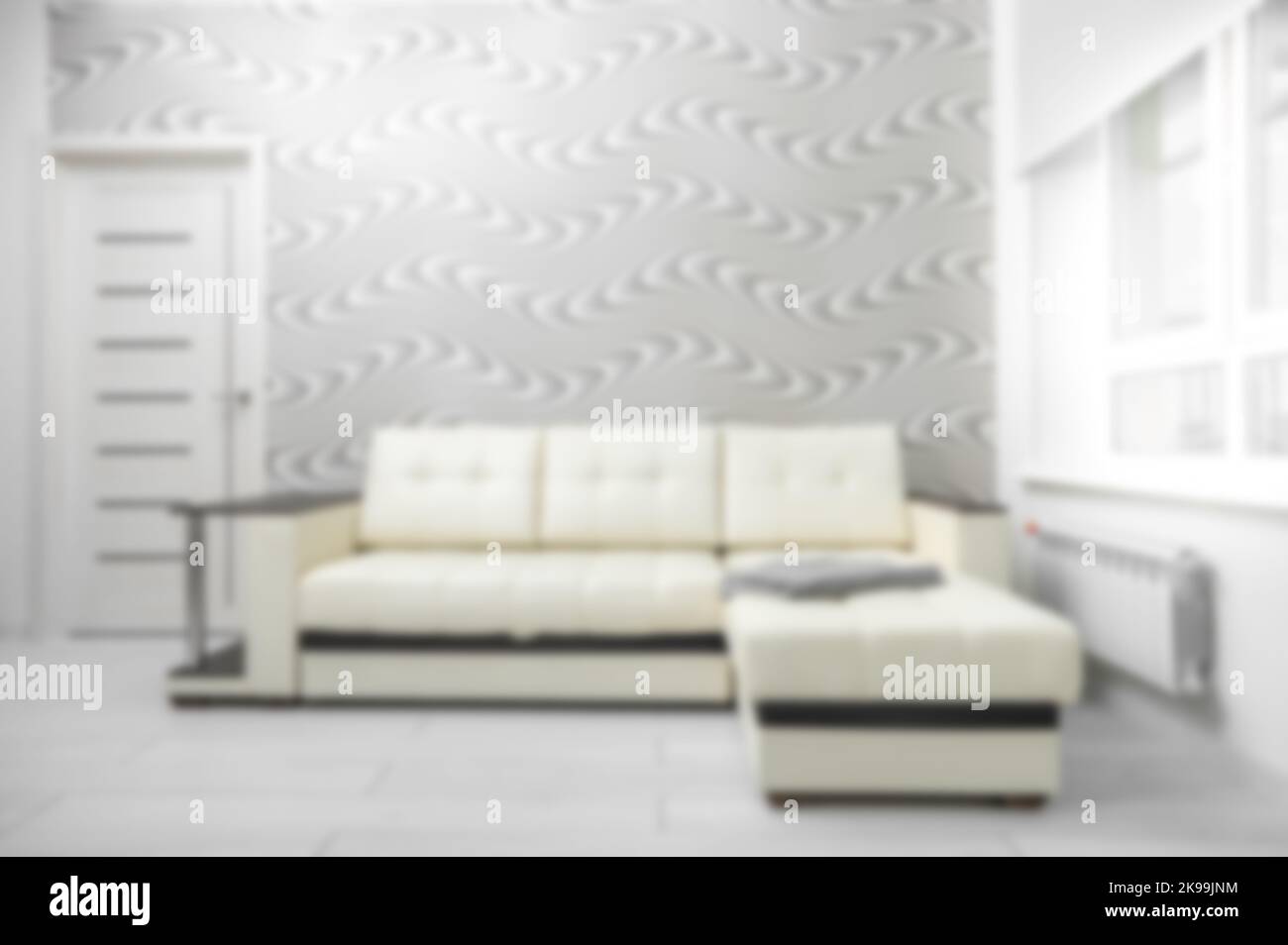 blurry living room with sofa and grey wave wall background. home style ...