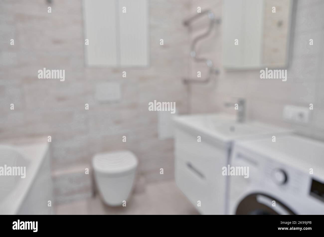 blur interior small luxury modern bathroom background. Empty blurred ...
