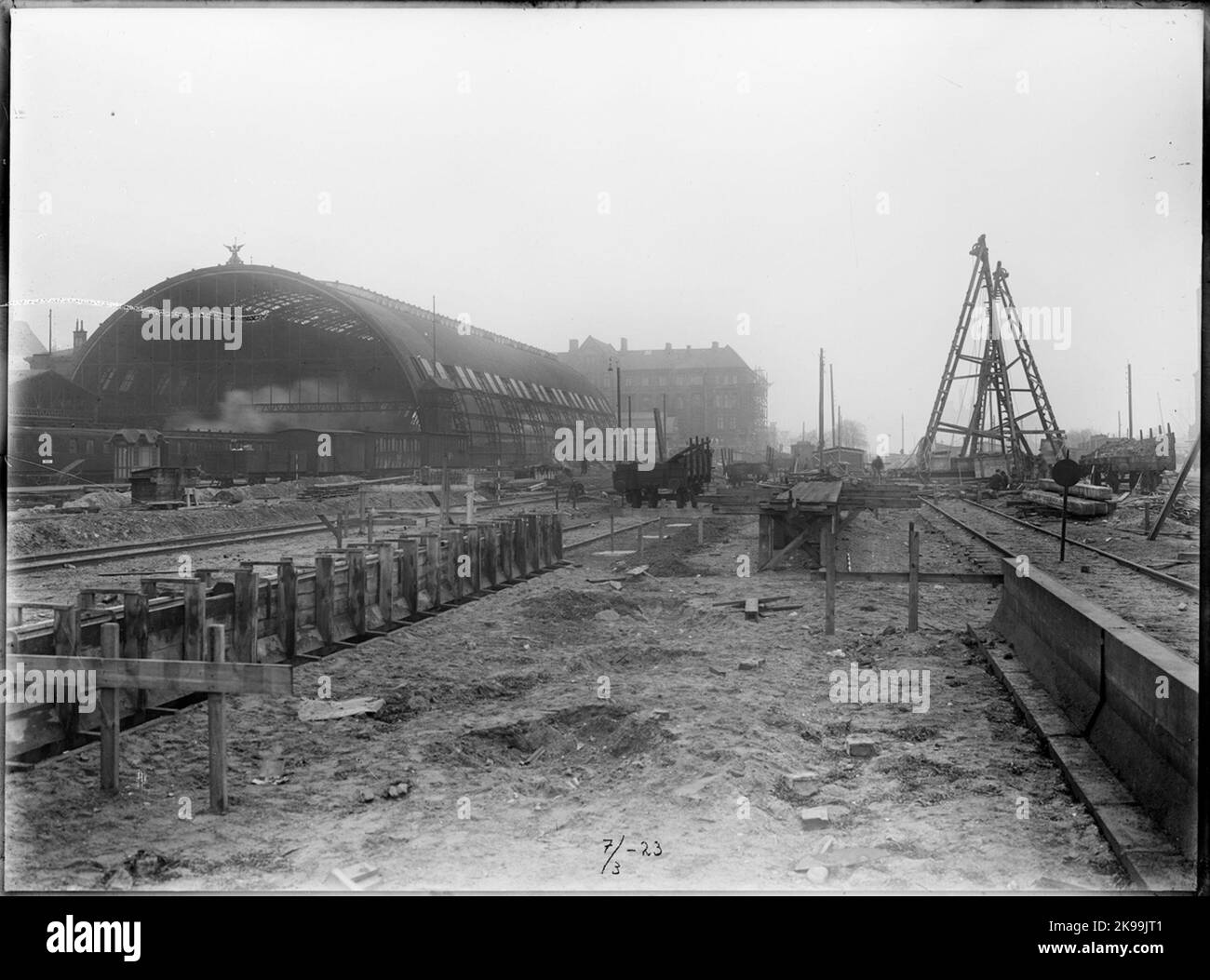 Construction of track hall at Malmö Central Station, 1923 Stock Photo ...