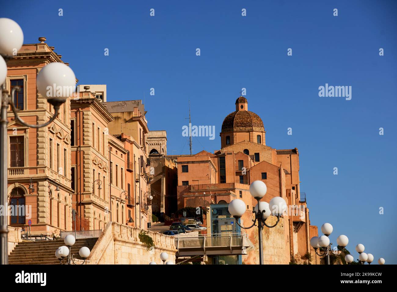 Port town Cagliari capital city of the Italian Mediterranean island of ...