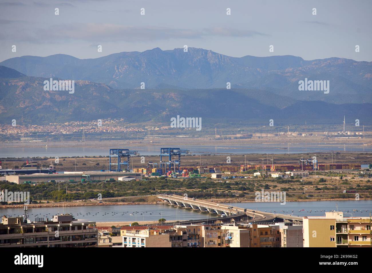 Port town Cagliari capital city of the Italian Mediterranean island of ...