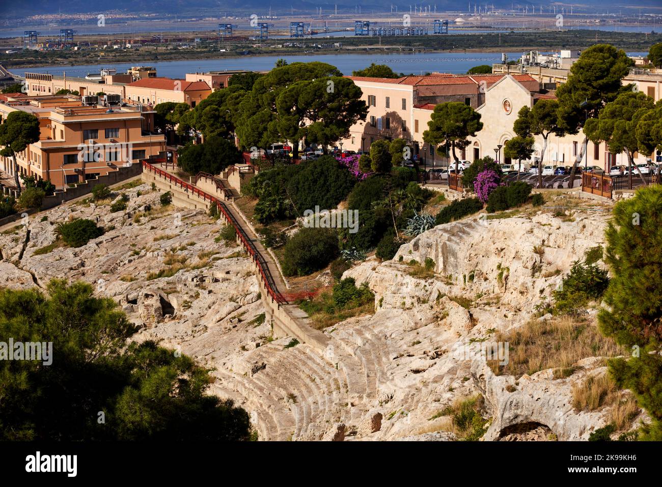 Port town Cagliari capital city of the Italian Mediterranean island of ...