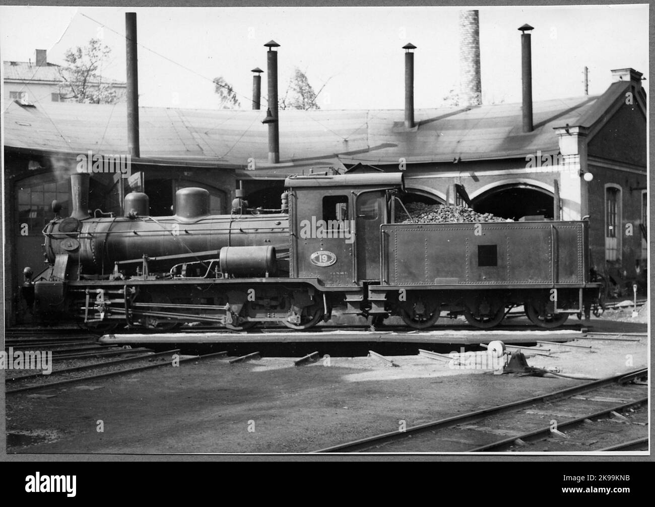 The steam locomotive on the turntable in Finspång. Northern ...
