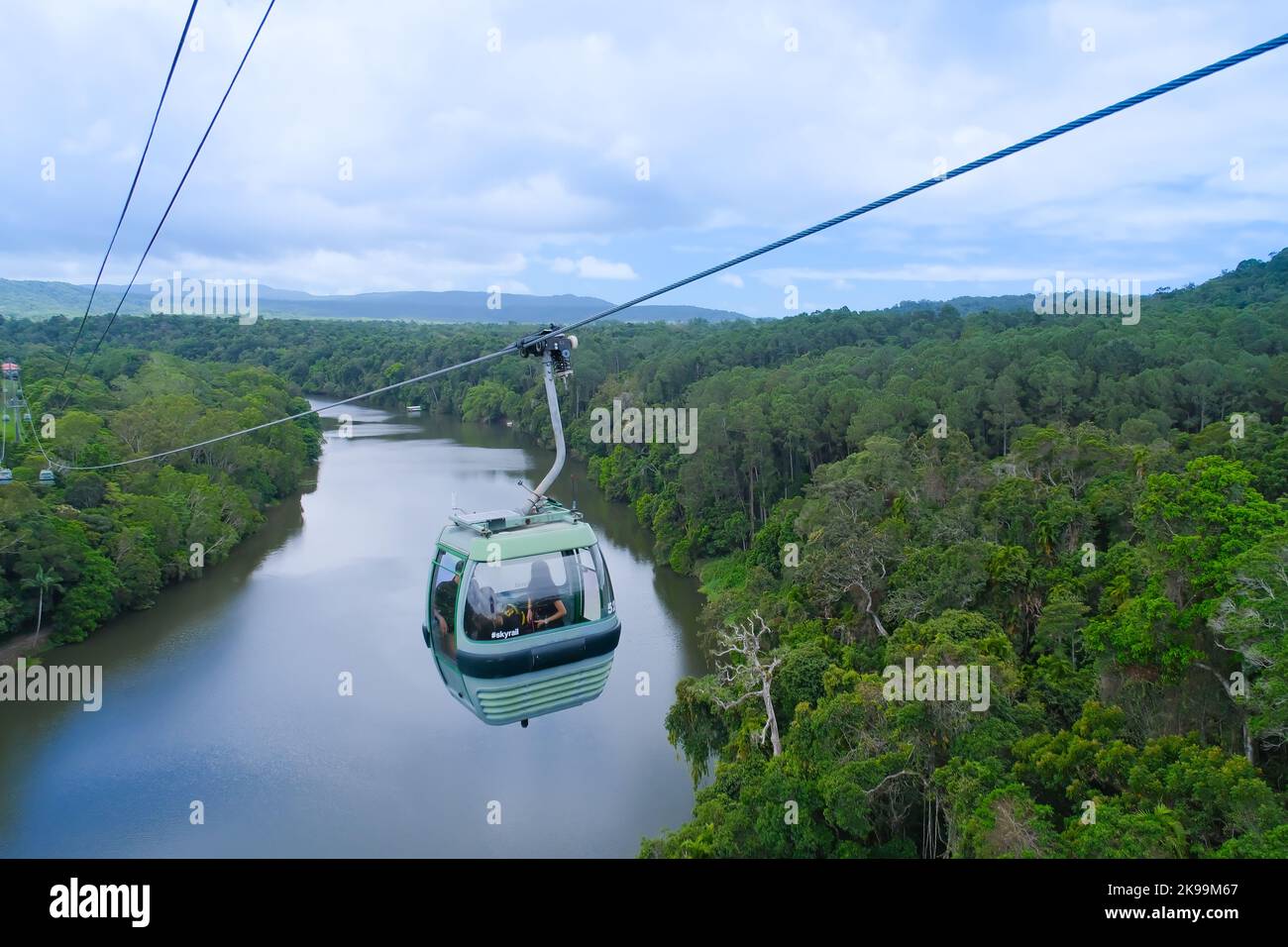 Skyrail, river and sky of Kuranda in Queensland, Australia Stock Photo ...