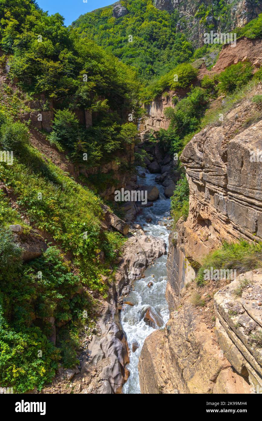 Mountain river in the gorge Stock Photo - Alamy