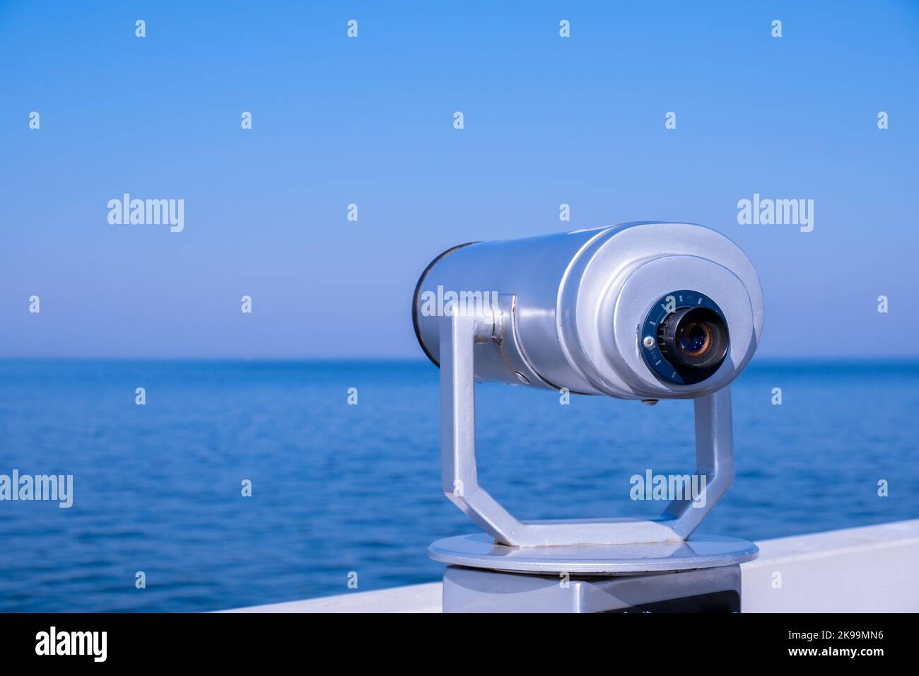 Tourist binoculars. Binocular telescope on the observation deck for ...