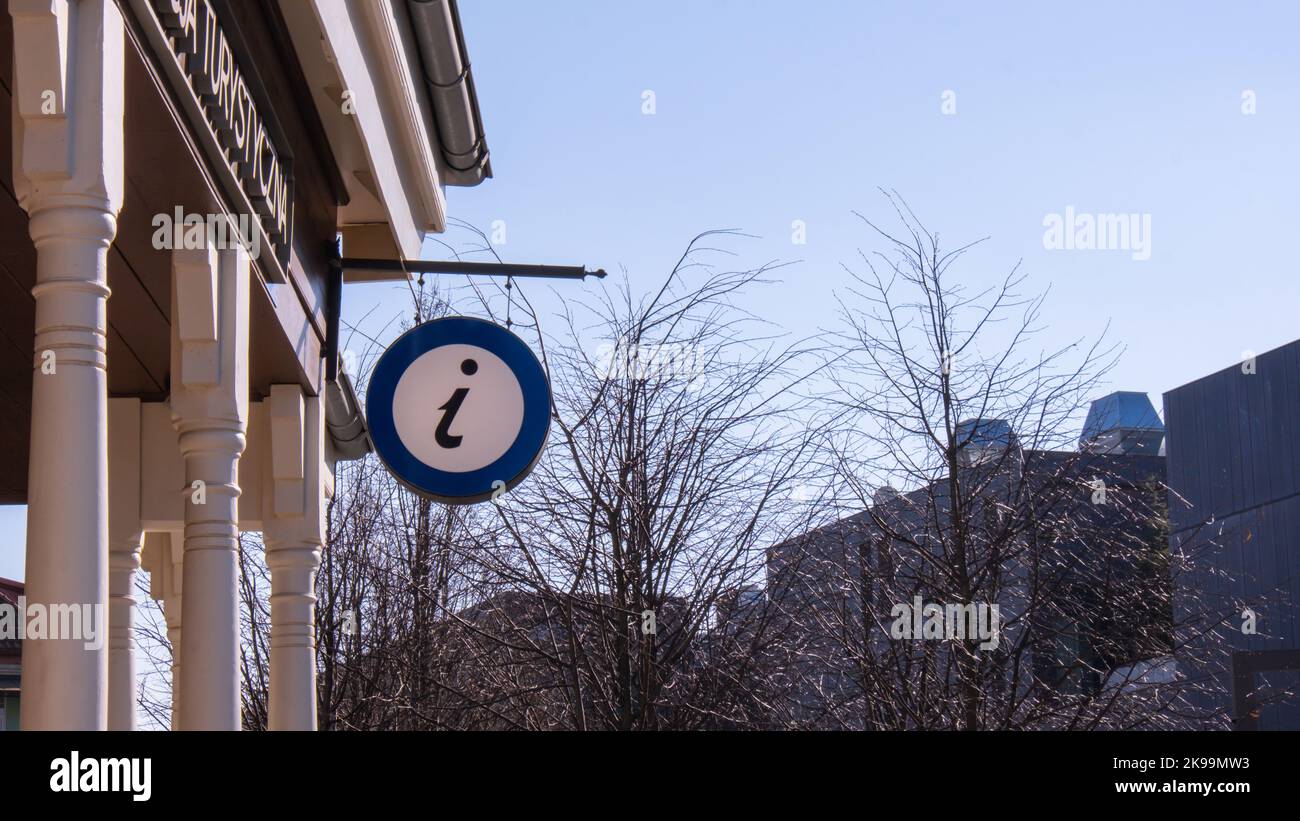 Help desk, Information sign in the city centre for tourist. Information ...