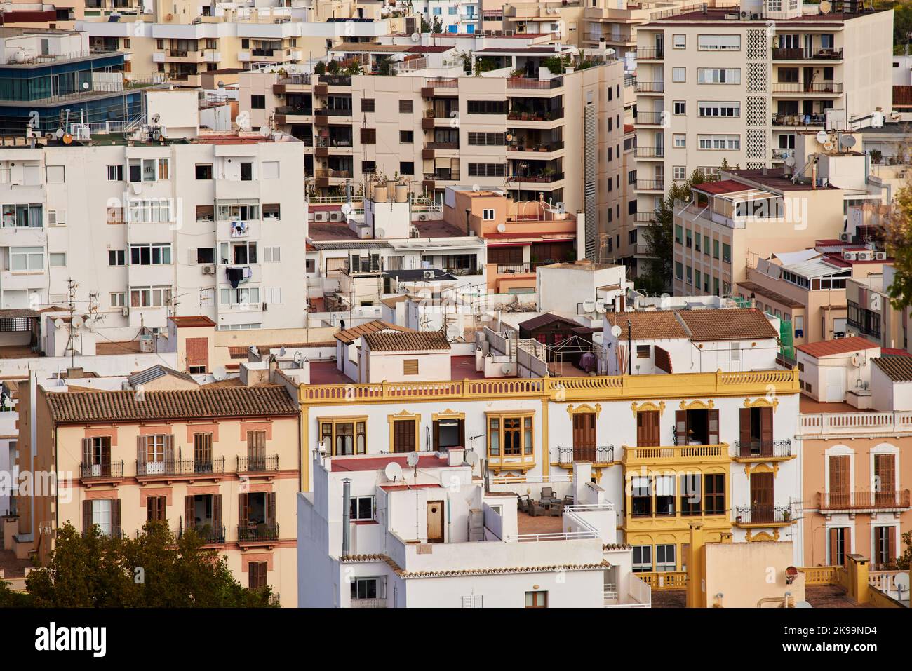 Port town Ibiza Balearic islands, Spain Mediterranean Sea, Buildings in ...