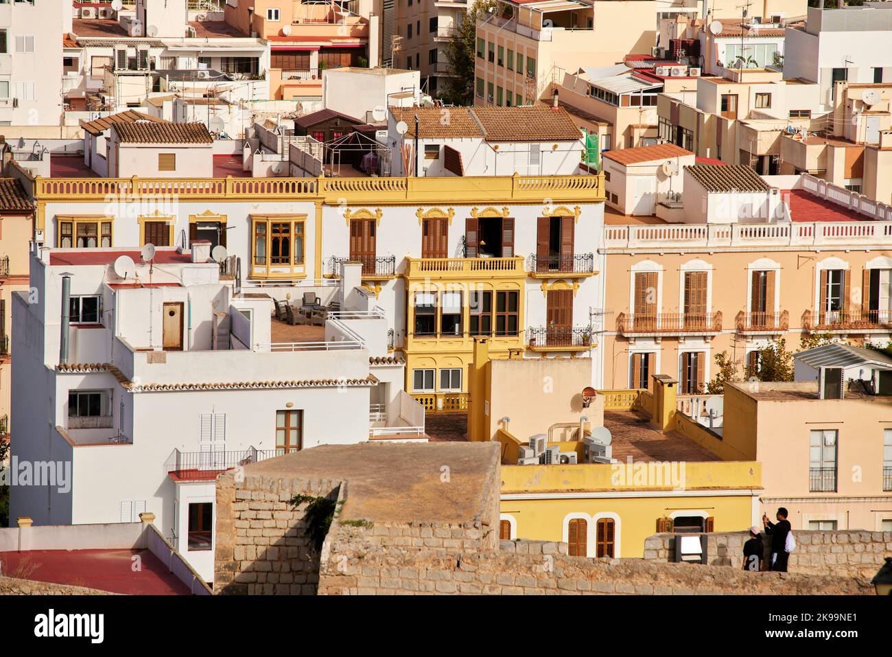 Port town Ibiza Balearic islands, Spain Mediterranean Sea, Buildings in ...
