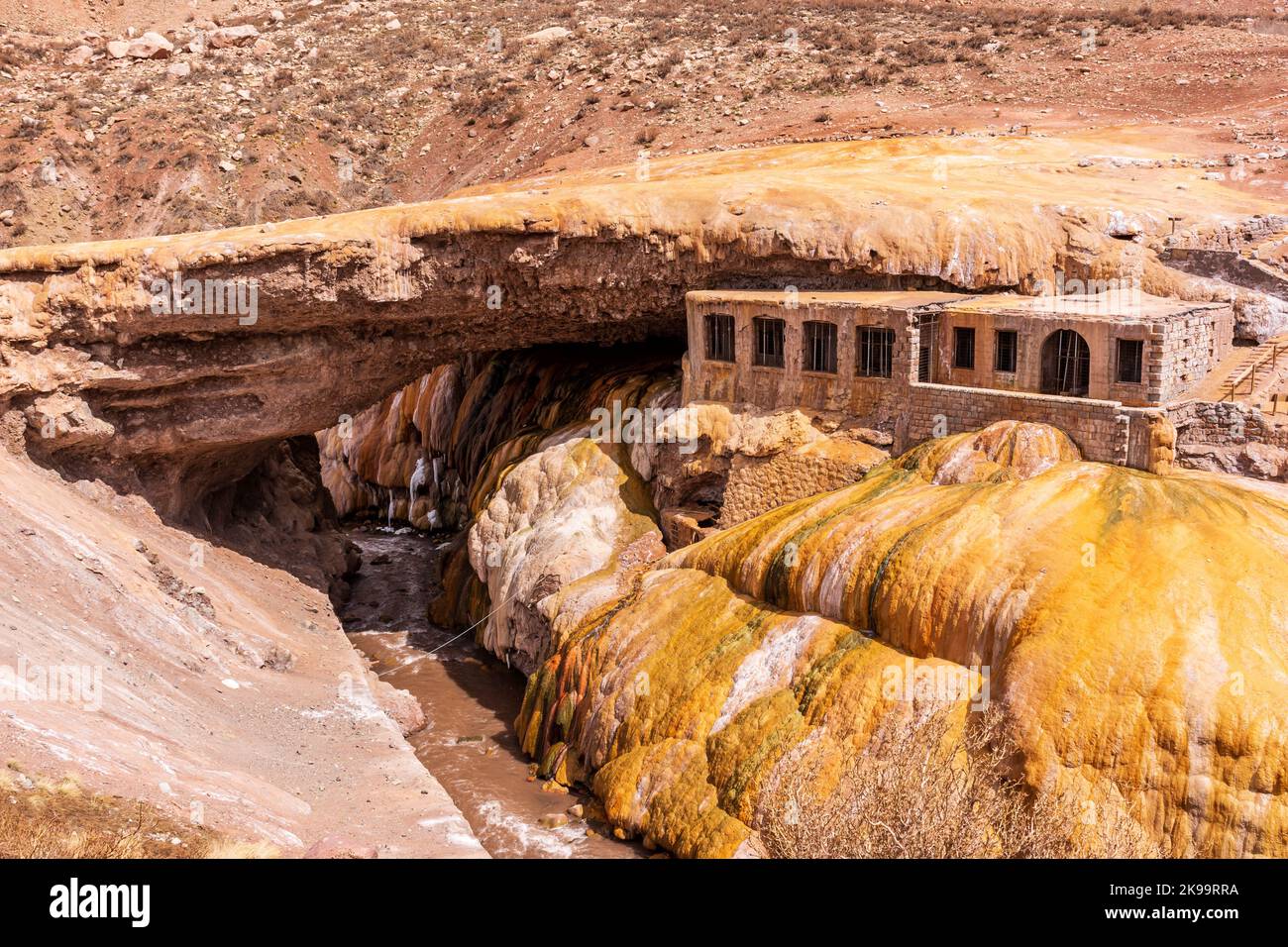 The Puente del Inca natural monument in Mendoza province, Argentina ...
