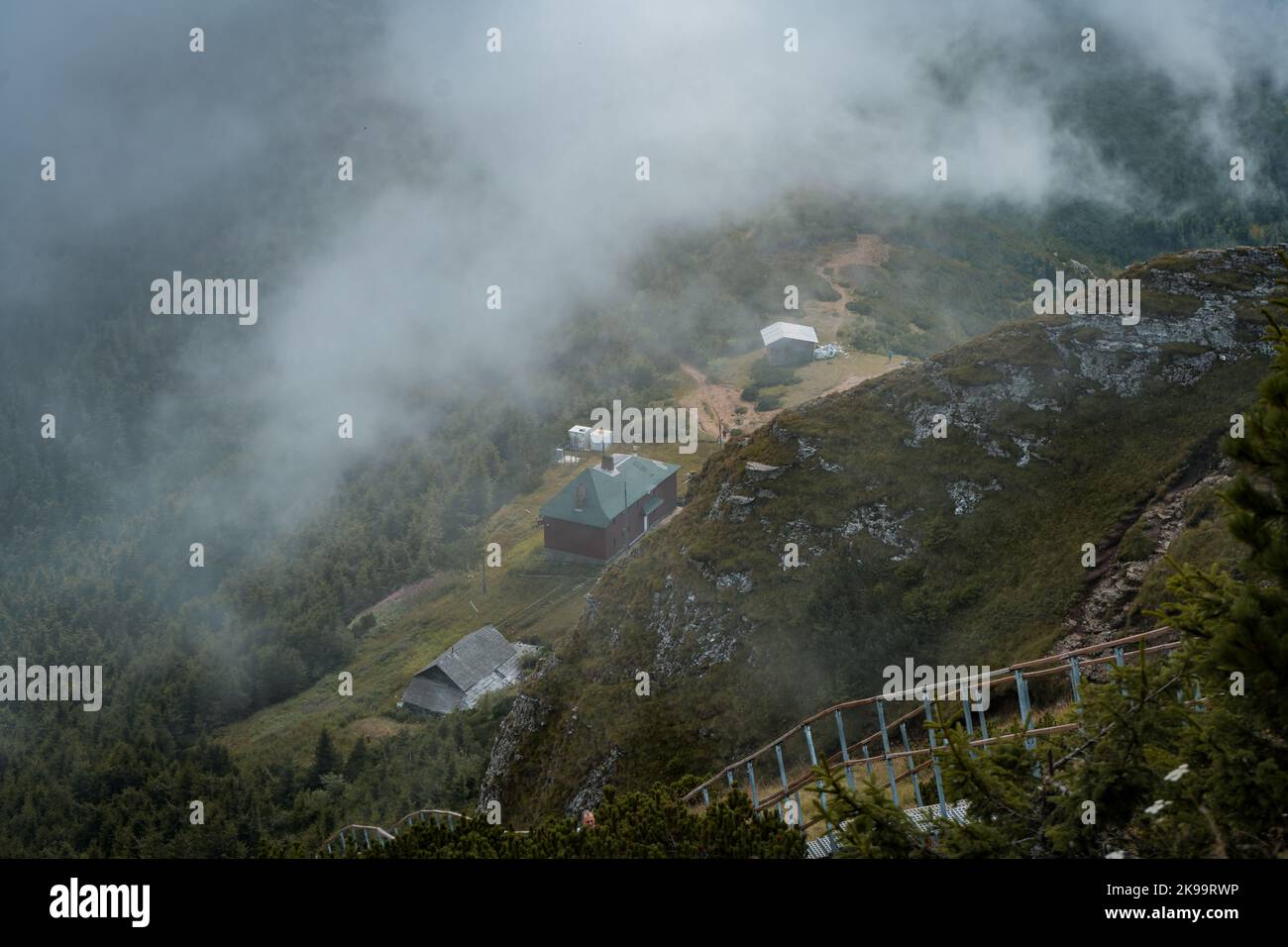 A hiking trail to Toaca Peak. Romania, Ceahlau mountains Stock Photo ...