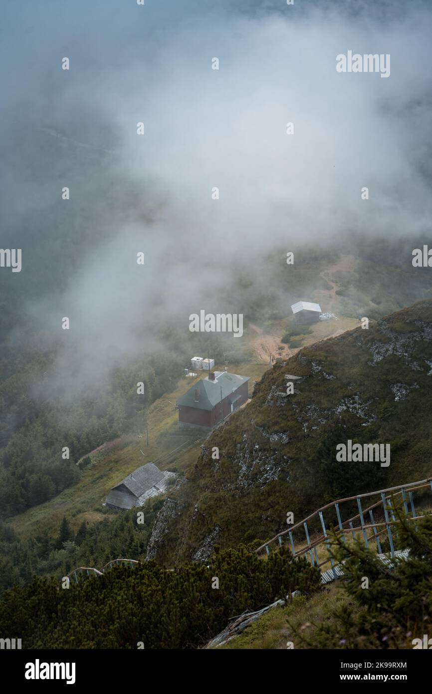 A hiking trail to Toaca Peak. Romania, Ceahlau mountains Stock Photo ...