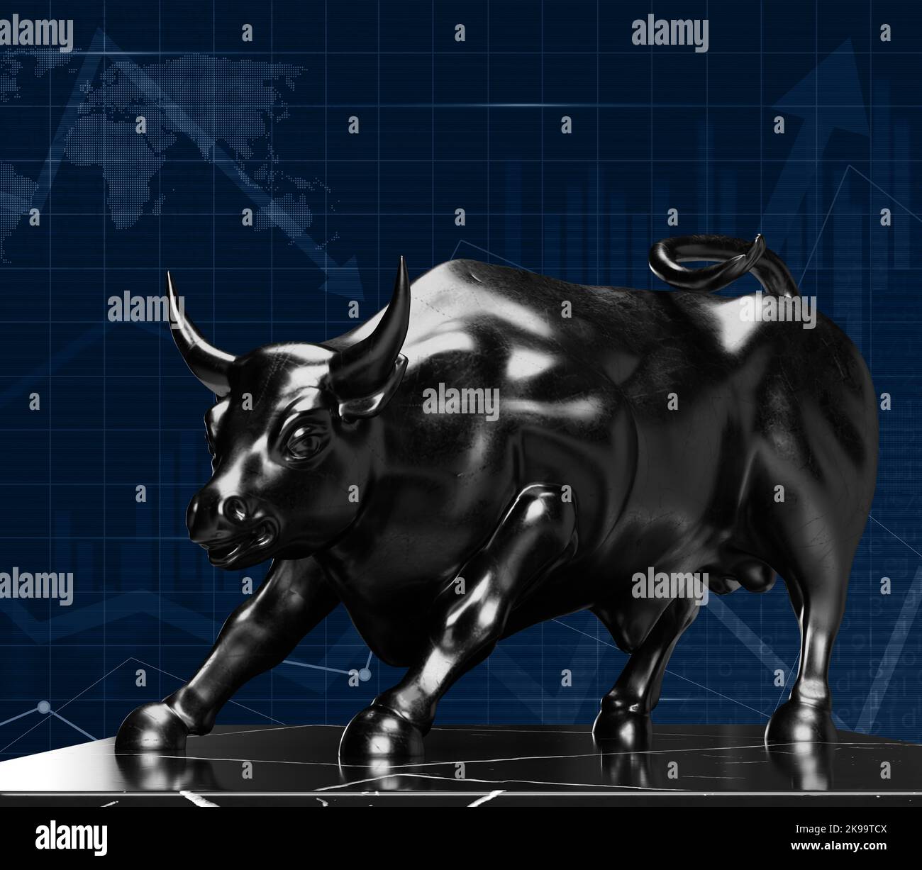 Stock market bull market. upward trend charts on the investment ...