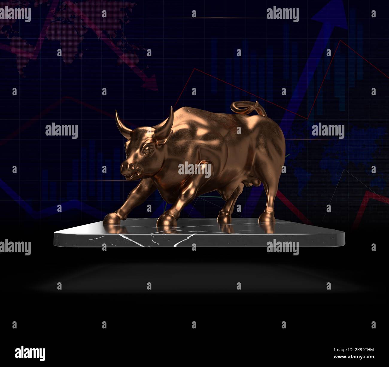 Stock market bull market. upward trend charts on the investment ...