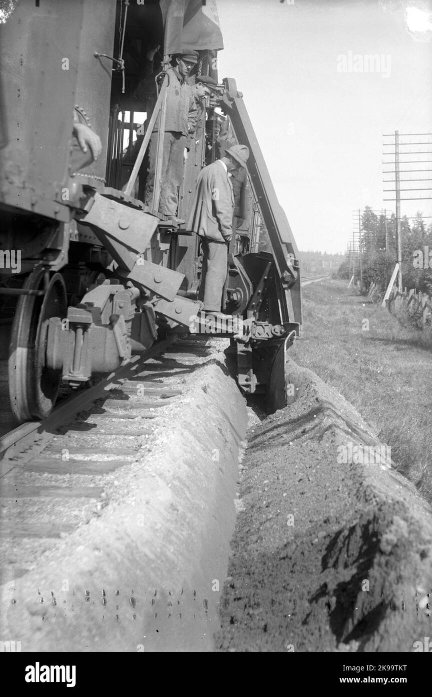 Cable plow in work in connection with the closure of telecommunications ...