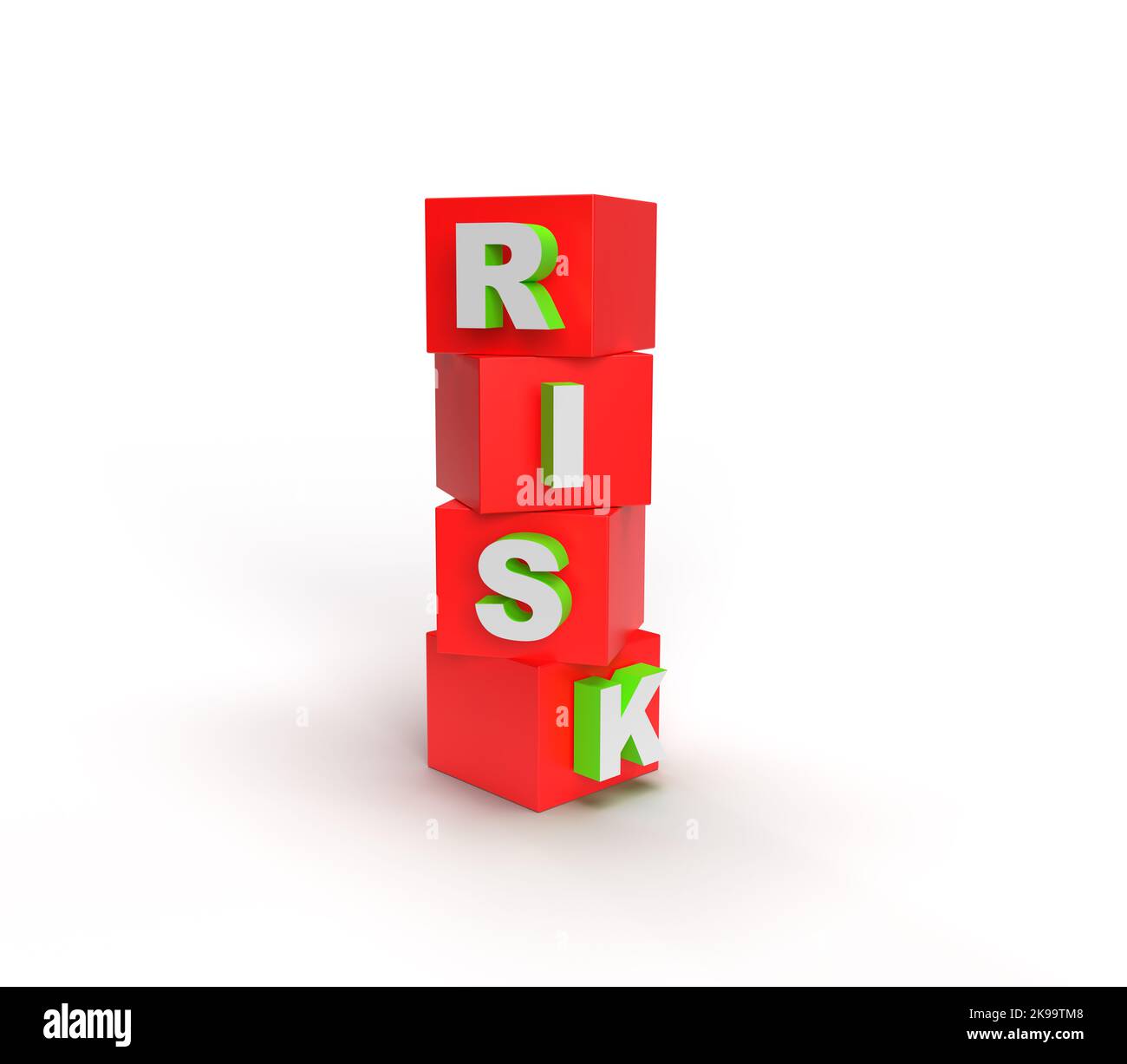 Red color cube boxes Risk financial. Isolated background. 3d rendering ...