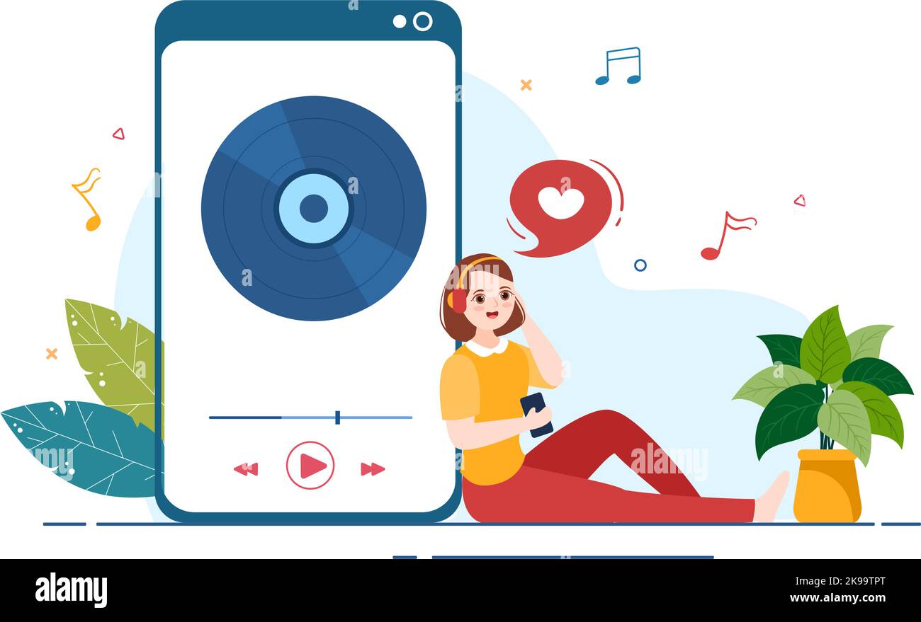 MP3 Player with Headphones, Headset and Phone of Music Listening ...