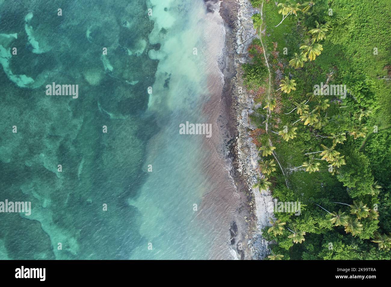 A top view of the beautiful beach in Samana, Dominican Republic Stock ...