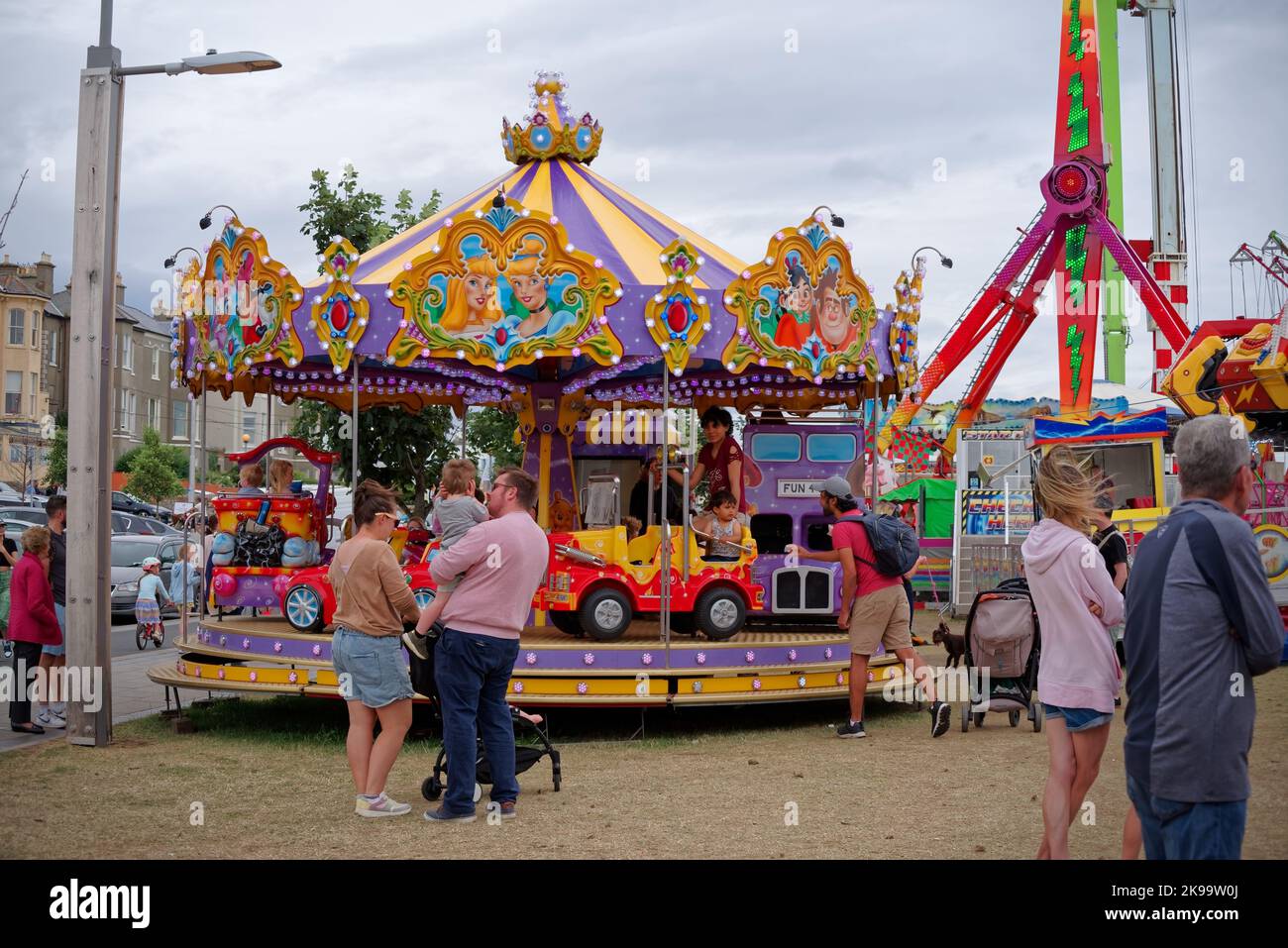 Families having fun at the Seafront Fun Fair annual event in Bray ...