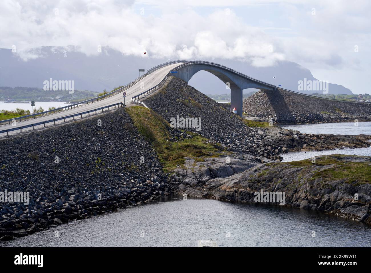 A beautiful view of famous bridge Storseisundbrua, part of the scenic ...