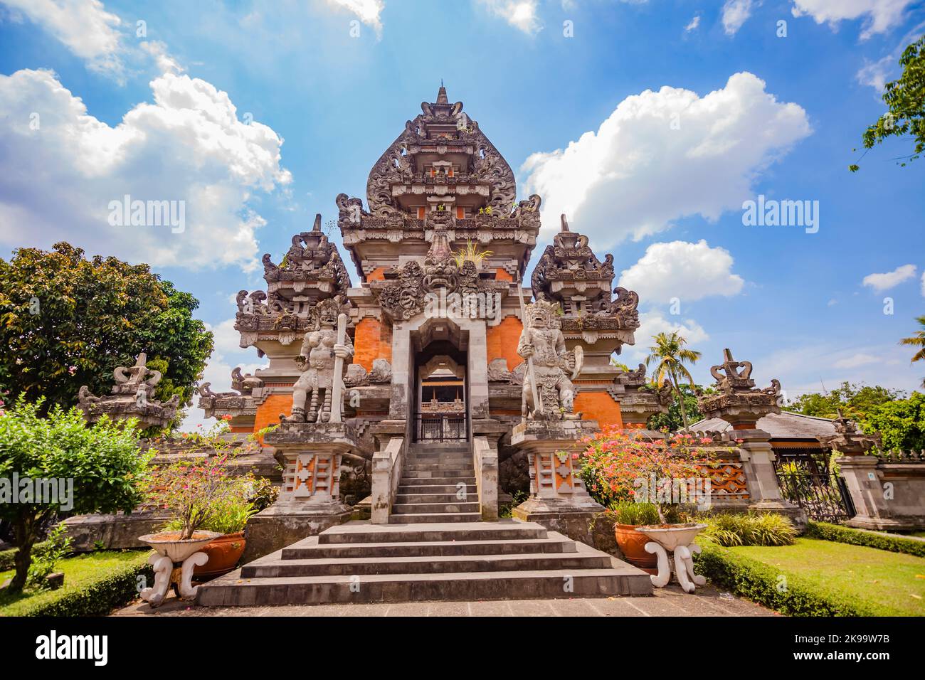 A classical Balinese and Javanese split gateway entrance of a religious ...