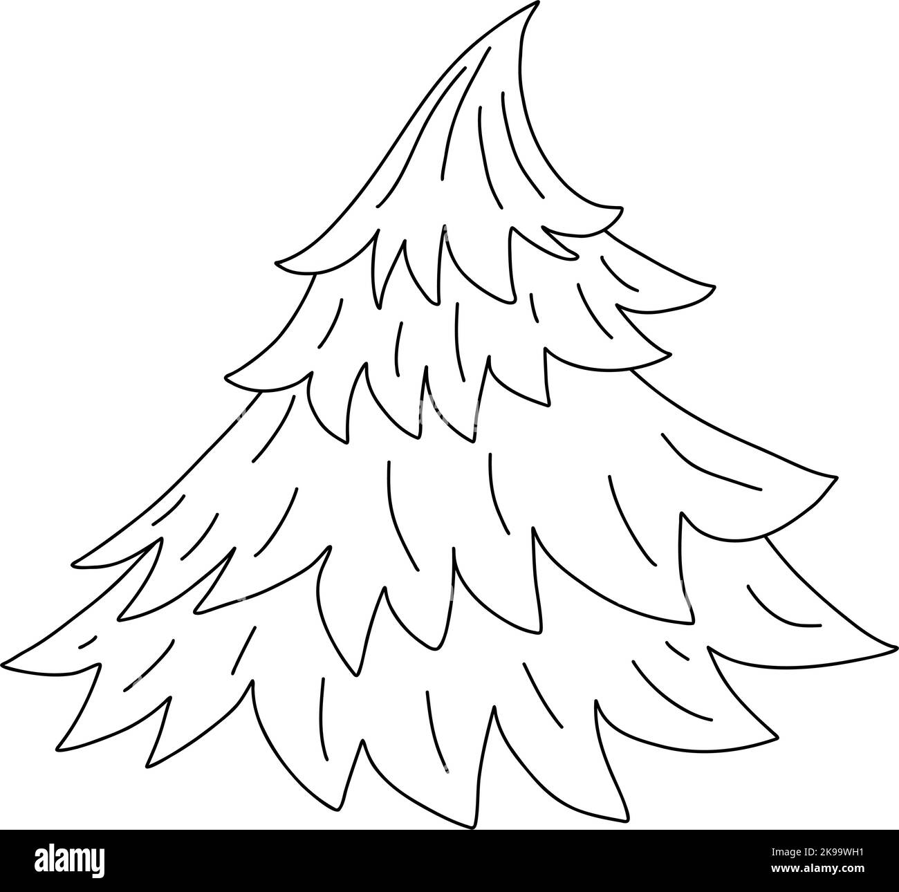 Christmas tree doodle. Cartoon element, vector sketch illustration ...