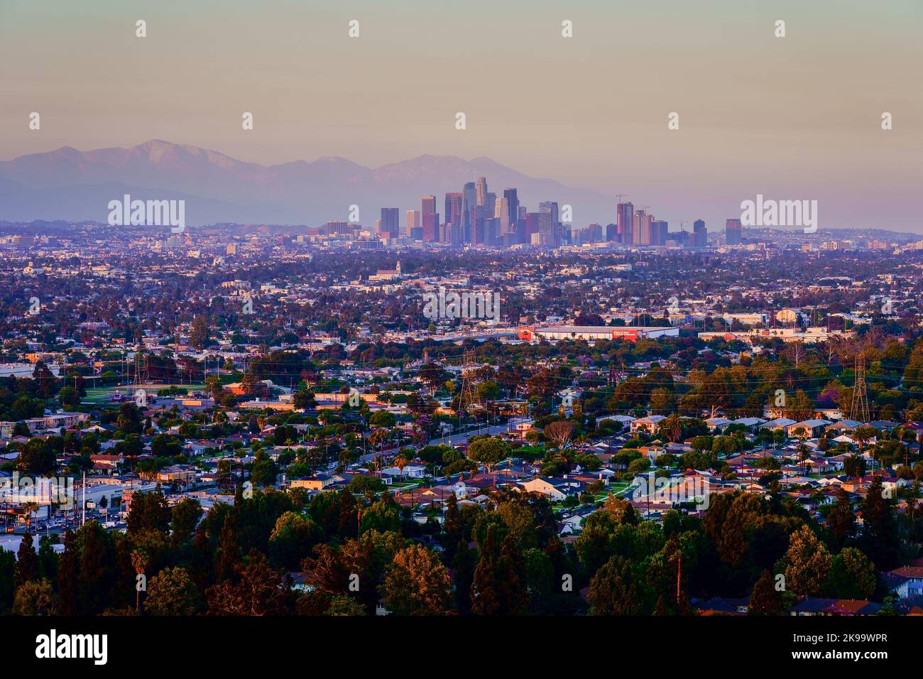 A bird's-eye view of a townscape during a sunrise Stock Photo - Alamy