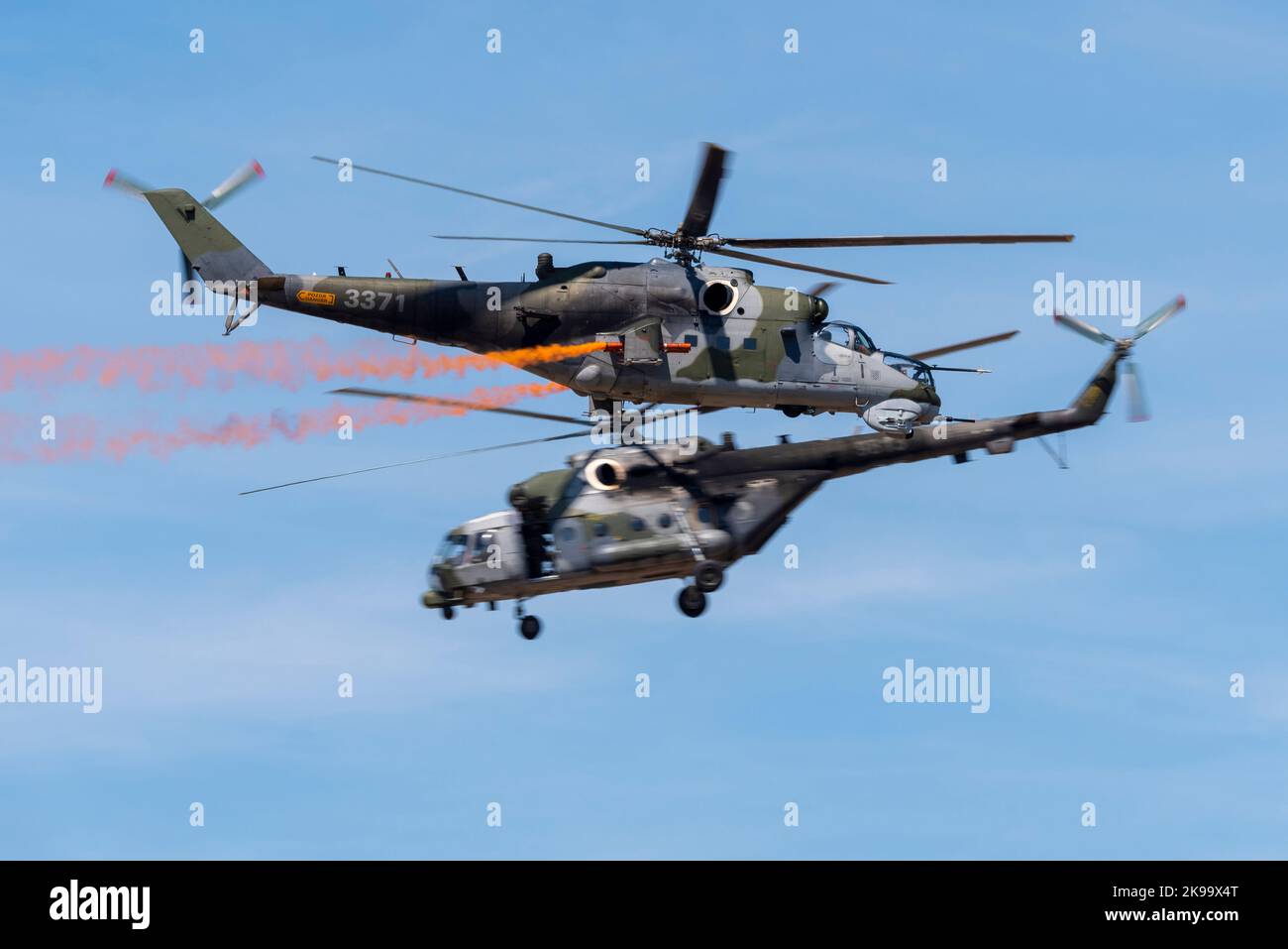 Czech Air Force helicopter pairing, Mil Mi-35 Hind (export Mi-24) and Mil Mi-171 Hip (export ...