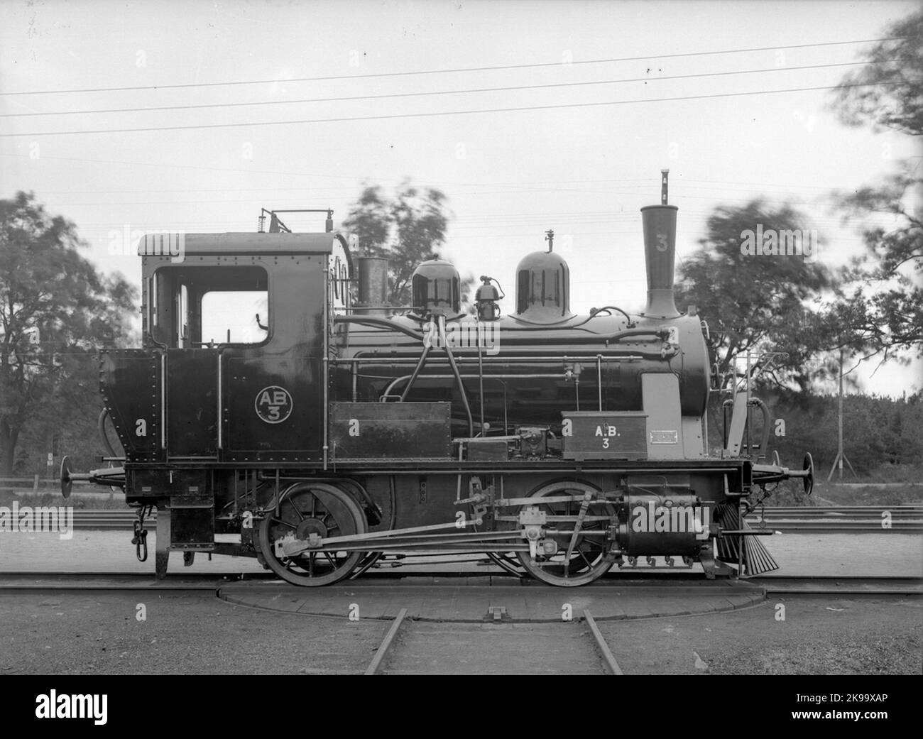 AB Lok 3. Steam locomotive on the turntable. Delivery photo. The ...