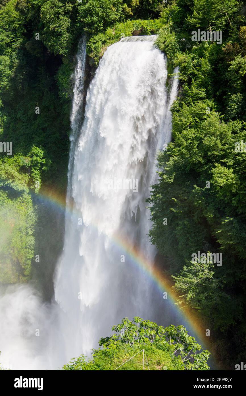 Marmore falls, Cascata delle Marmore, in Umbria, Italy. The tallest man ...