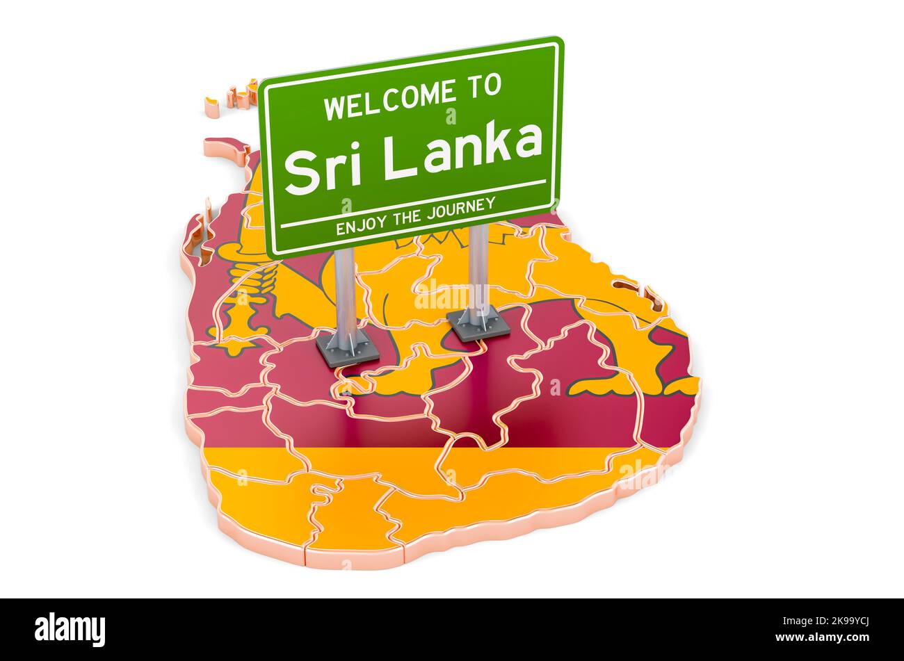 Billboard Welcome to Sri Lanka on Sri Lankan map, 3D rendering isolated ...