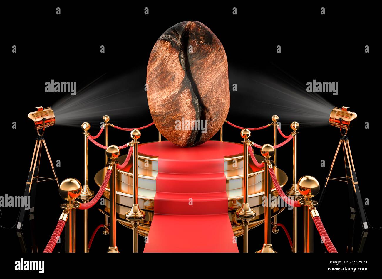 Podium with coffee bean, 3D rendering isolated on black background ...